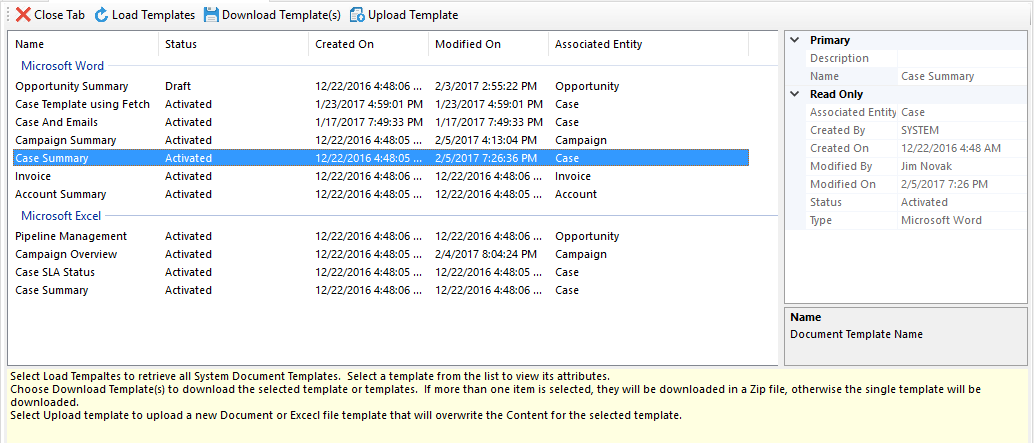 My first XrmToolbox plugin – Document Template Manager – Jim Novak Blog